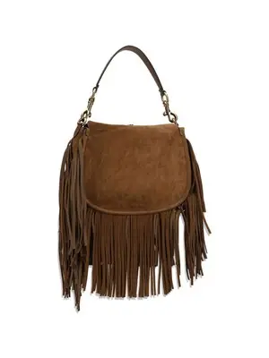 Etro Suede Leather Fringed Shoulder Bag - Brown