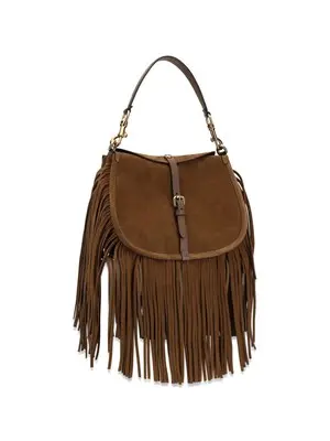 Etro Suede Leather Fringed Shoulder Bag - Brown