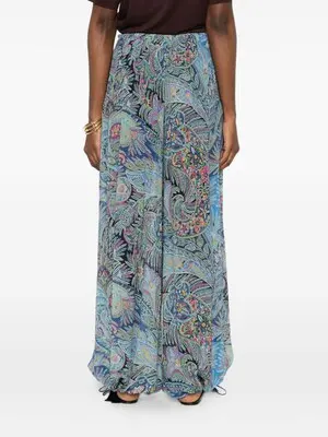 Etro Printed Wide-leg Trousers - Sky Blue