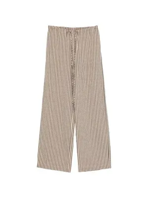 ALYSI Cotton-blend Striped Trousers - Beige