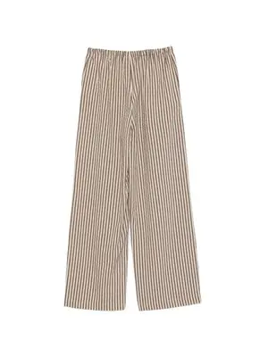 ALYSI Cotton-blend Striped Trousers - Beige