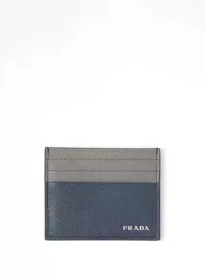 Prada Logo-plaque Leather Cardholder - Blue