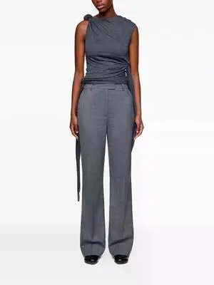 GANNI Mélange-effect Tailored Trousers - Grey