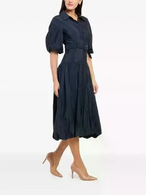 Cinq À Sept Daliah Puff-sleeve Belted Midi Dress - Blue