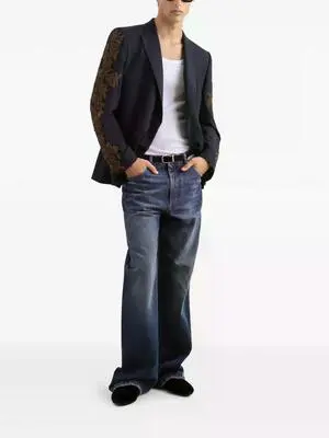 Dolce & Gabbana Double-breasted Wool Jacket With Embellished Sleeves - Blue