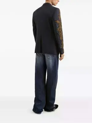 Dolce & Gabbana Double-breasted Wool Jacket With Embellished Sleeves - Blue