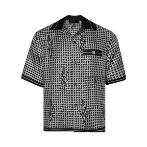 Amiri Houndstooth Bowling Shirt - Black