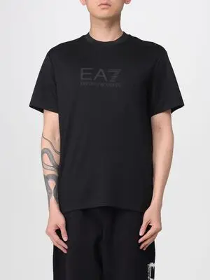 EA7 Cotton T-shirt With Logo - Black