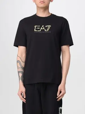 EA7 Cotton T-shirt With Logo - Black