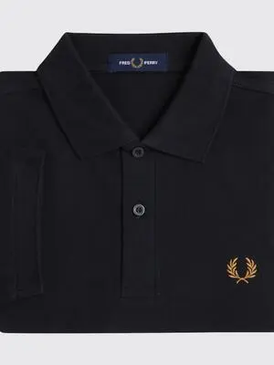 Fred Perry Cotton Polo Shirt With Logo - Black