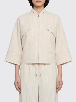 Liu Jo Pinstriped Viscose Blend Bomber Jacket - Brown