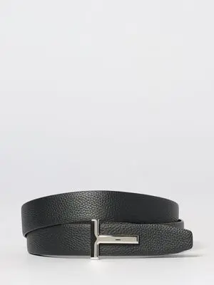 TOM FORD Reversible Grained Leather Belt With Monogram Buckle - Brown