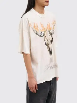 REPRESENT Printed Cotton Oversized T-shirt - Beige