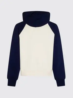 AMI Paris Cotton Hoodie With Monogram Pattern - Blue