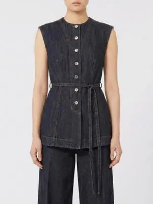 Sportmax Sleeveless Belted Denim Top - Blue