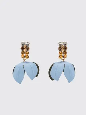 Marni Embellished Floral Drop Earrings - Blue