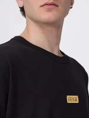 Versace Oversize Cotton T-shirt With Logo - Black