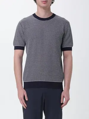 KANGRA Striped Cotton Crew Neck Knitwear - Blue