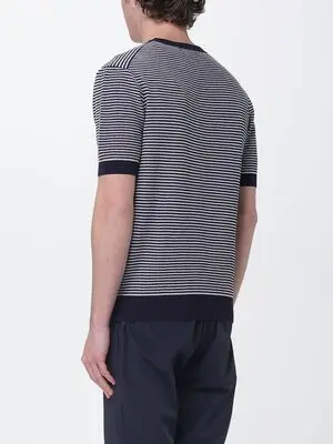 KANGRA Striped Cotton Crew Neck Knitwear - Blue