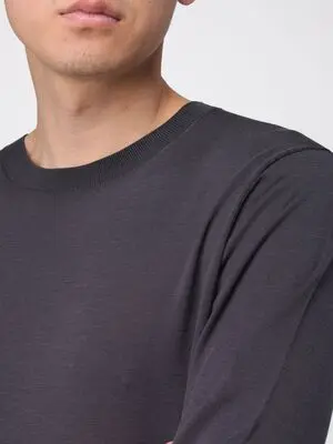KANGRA Cotton And Silk Crew Neck Pullover - Charcoal