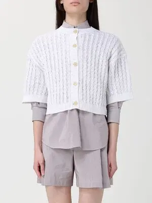 Brunello Cucinelli Linen Cardigan With Sequin Embellishments - White