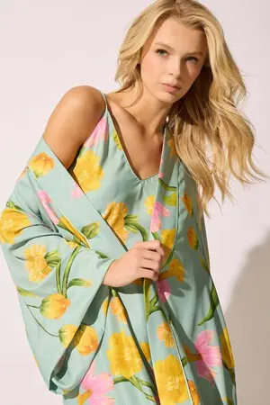 Natori Solene Matte Charmeuse Wrap - Stripe