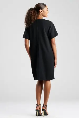 Natori Knit Crepe Embellished Short Sleeve Shift Dress