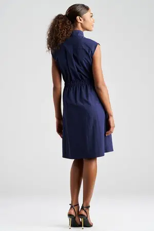 Natori Solid Taffeta Tie-front Shirt Dress - Black