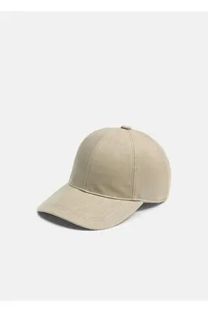 Vince Linen Baseball Cap - Natural