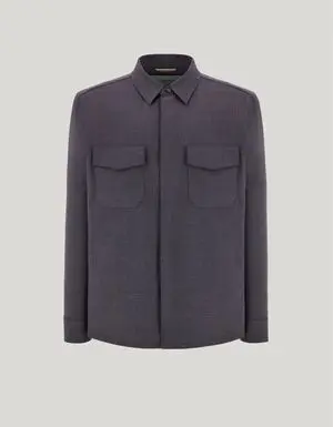 Canali Anthracite Relaxed Fit Pure Wool Overshirt - Grey
