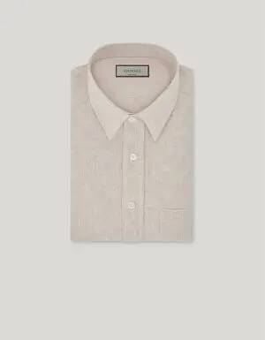 Canali Relaxed Fit Linen Shirt With Breast Pocket