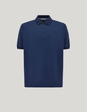 Canali Cotton Piqué Polo Shirt With Contrasting Trim - Blue