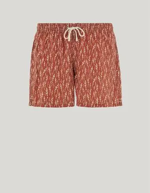 Canali Botanical Print Swim Shorts - Red