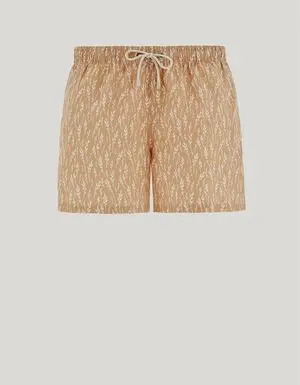 Canali Botanical Print Swim Shorts - Beige