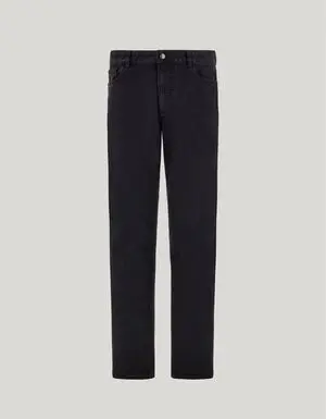 Canali Five-pocket Over-dyed Stretch Denim Pants - Black