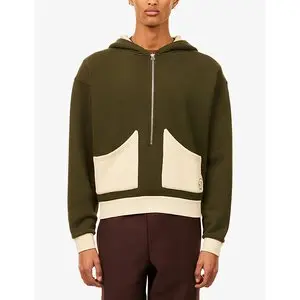 BRAIN DEAD Contrast-pocket Zip-up Cotton Hoody