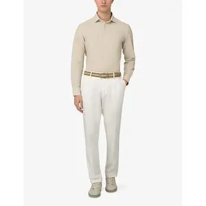 Boggi Milano Long-sleeved Cotton-blend Polo Shirt