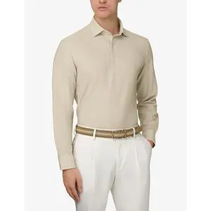 Boggi Milano Long-sleeved Cotton-blend Polo Shirt