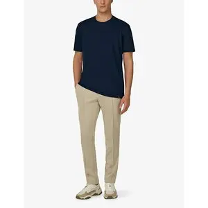 Boggi Milano Branded Short-sleeved Cotton-blend T-shirt - Navy Blue