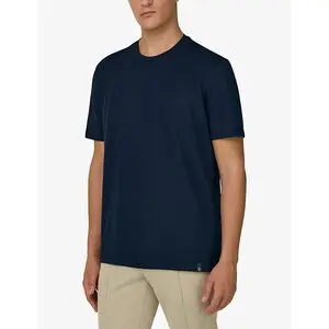 Boggi Milano Branded Short-sleeved Cotton-blend T-shirt - Navy Blue
