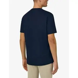 Boggi Milano Branded Short-sleeved Cotton-blend T-shirt - Navy Blue