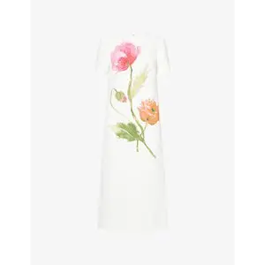 Carolina Herrera Floral-print Woven Midi Dress - White Multi
