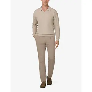 Boggi Milano Long-sleeved Knitted Cotton-blend Polo Shirt