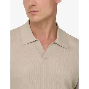 Boggi Milano Long-sleeved Knitted Cotton-blend Polo Shirt
