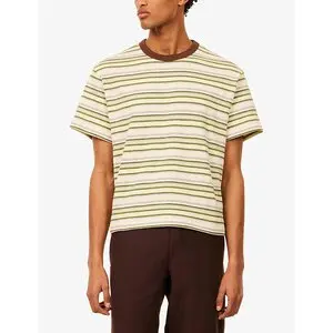 BRAIN DEAD Crew-neck Striped Stretch-cotton T-shirt - Green Multi