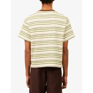 BRAIN DEAD Crew-neck Striped Stretch-cotton T-shirt - Green Multi