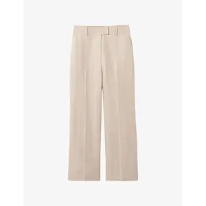 Women's Mid-Rise Linen Flare Pants