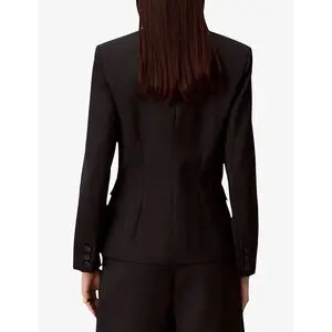 Claudie Pierlot V-neck Padded-shoulder Woven Jacket - Black
