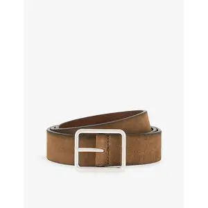Boggi Milano Square Buckle Suede Belt - Brown