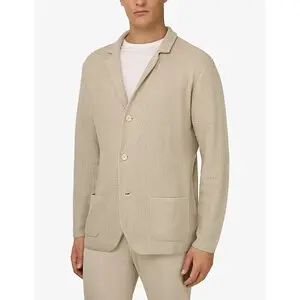 Boggi Milano Regular-fit Single-breasted Cotton Blazer - Sand